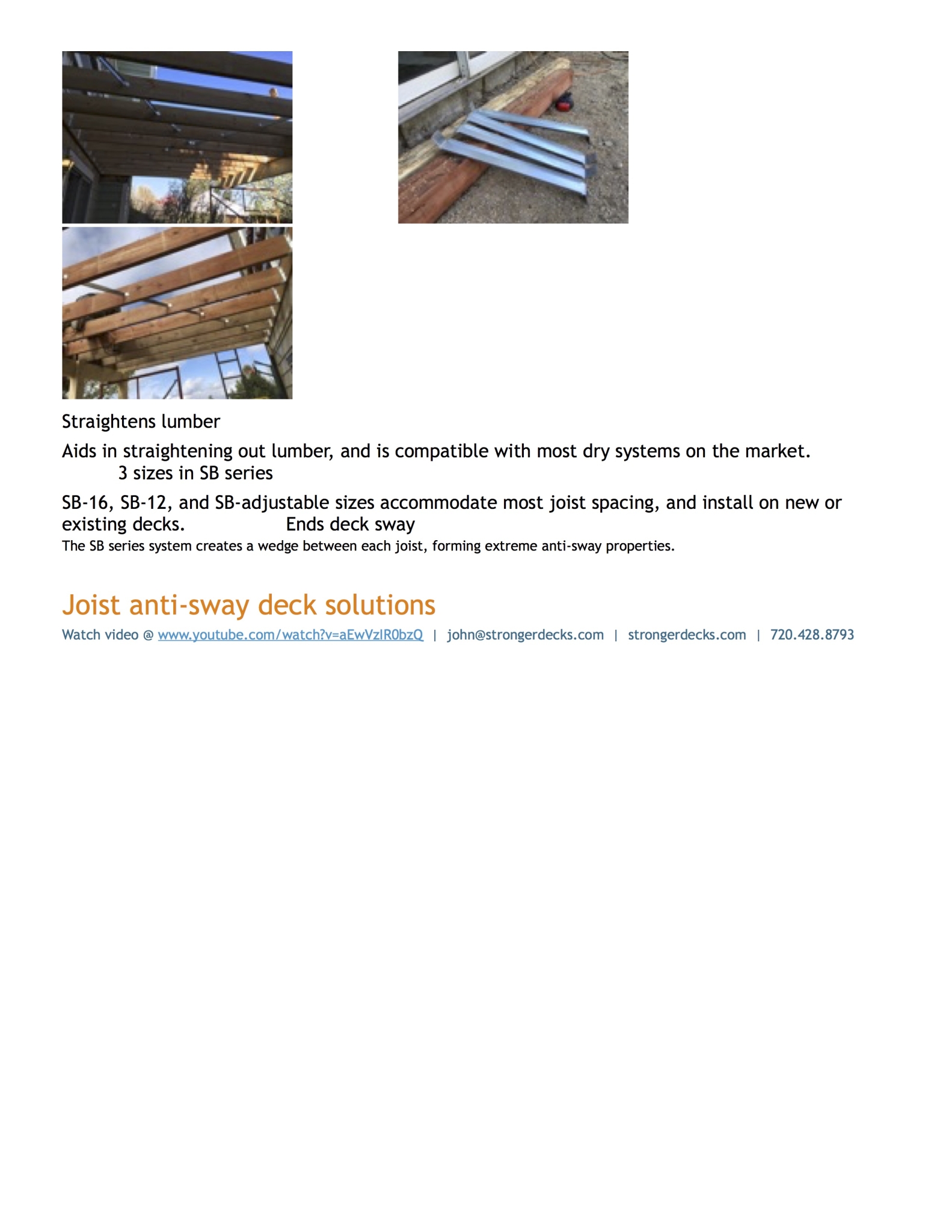 SB-16 Sway Brace - Barefoot Decks - Denver Decks