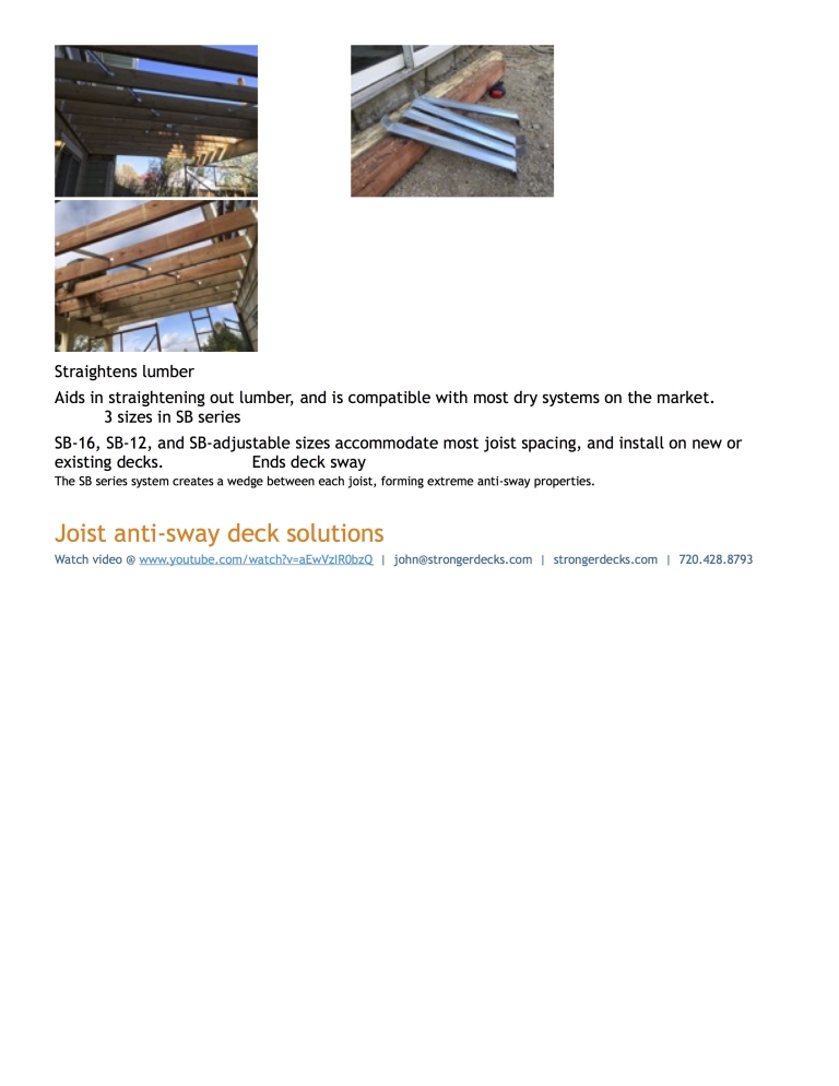 SB-16 Sway Brace - Barefoot Decks - Denver Decks